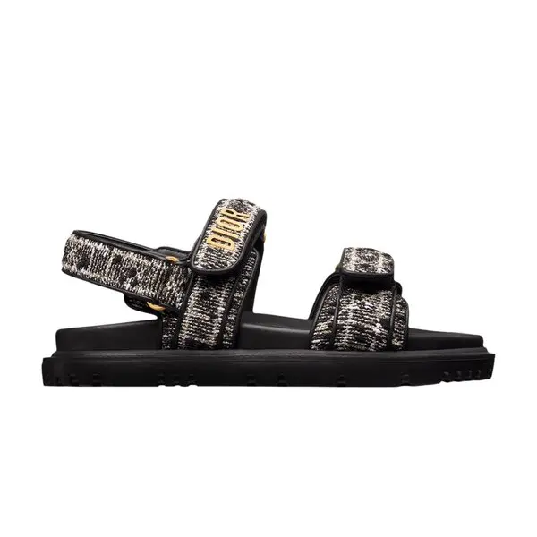 Dior Dioract Cannage Tweed Sandal - Black