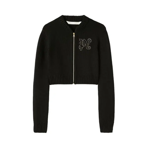Palm Angels Monogram Studded Zip Sweater