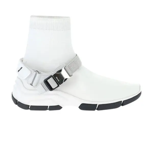 Prada Logo Sock Knit High - White