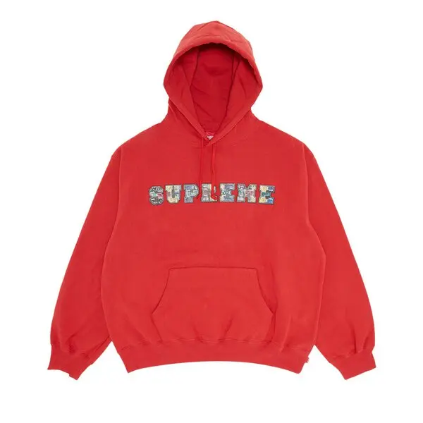 Supreme Collegiate Patchwork Leather Hooded Sweatshirt
