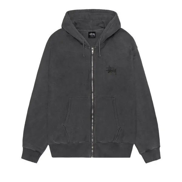 StüSsy Basic Pigment Dyed Zip Hoodie - Black | Editorialist