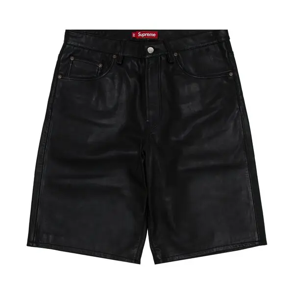 Supreme Leather Baggy Short - Black