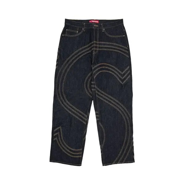 Supreme S Logo Rigid Baggy Jean - Blue