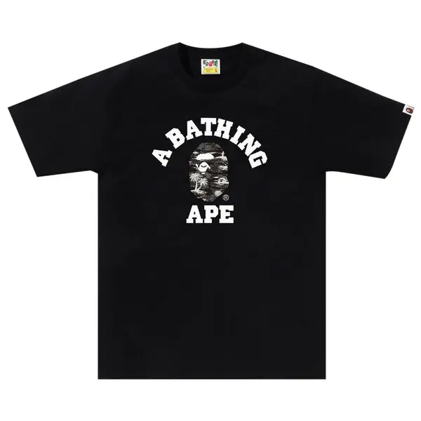 A BATHING APE Palm Tree Camo College Tee - Black