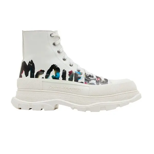 Alexander McQueen Tread Slick Graffiti Logo Boots