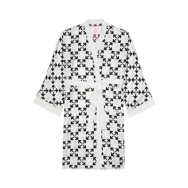 Off-White Arrow Pattern Robe /white - Black