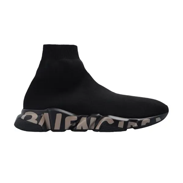 Balenciaga Speed Sneaker With Graffiti Midsole - Black
