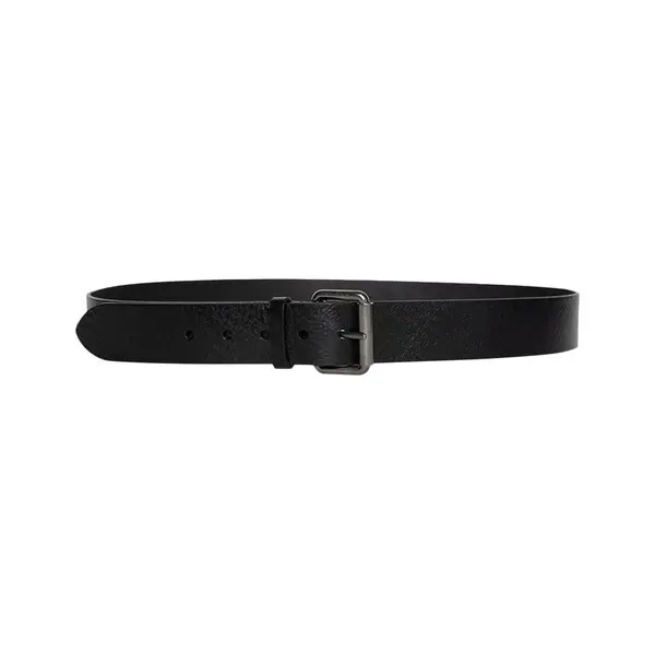 Saint Laurent Leather Motorcycle Belt - Black