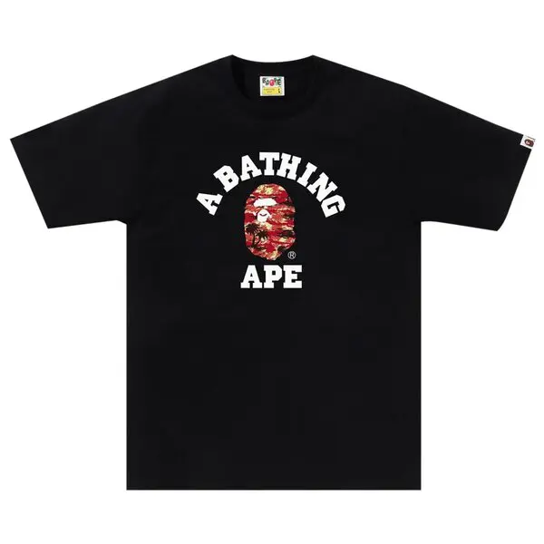 A BATHING APE Palm Tree Camo College Tee - Black