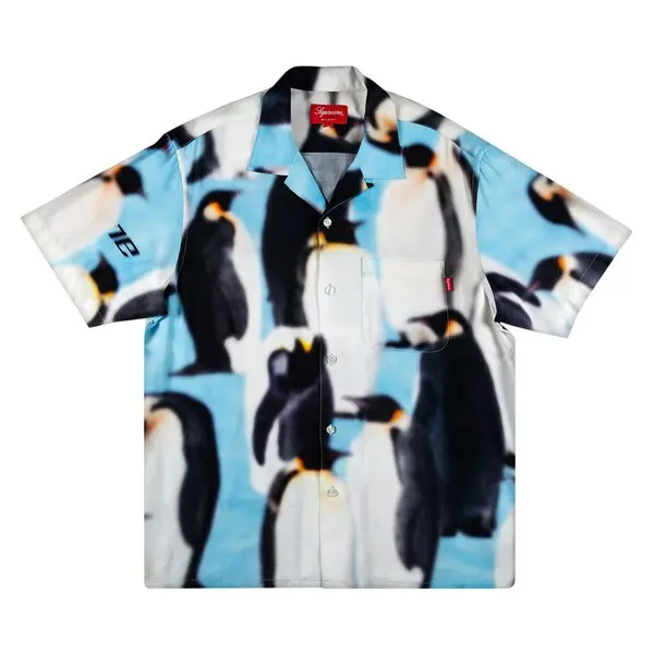 Supreme Penguins Rayon Short-sleeve Shirt - Blue