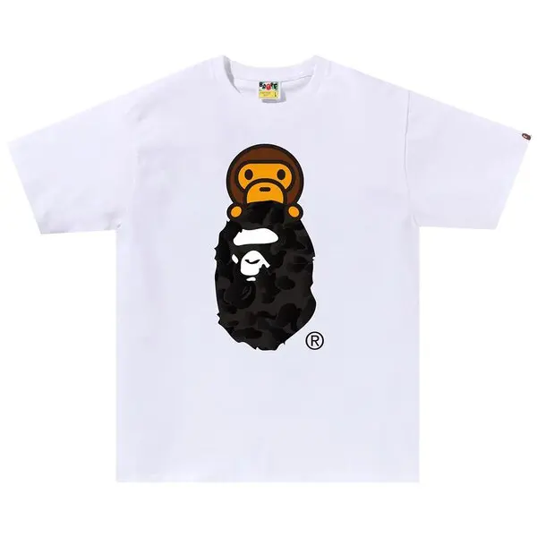 A BATHING APE Ink Camo Milo On Ape Head Tee - White