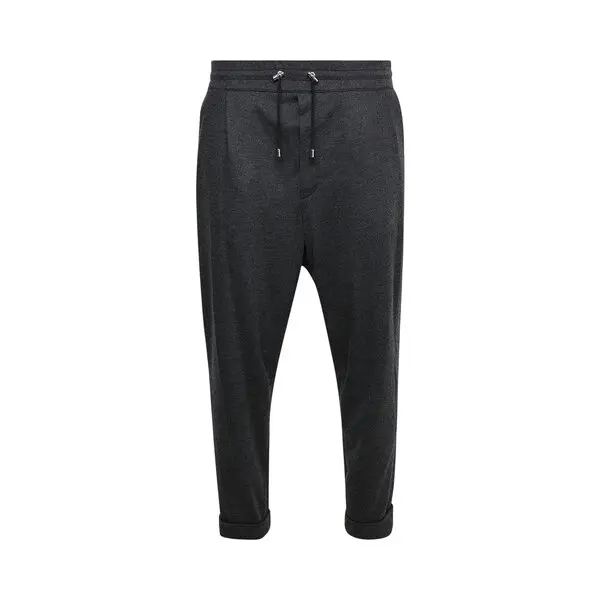 Balmain Low Crotch Elastic Belted Flannel Pants