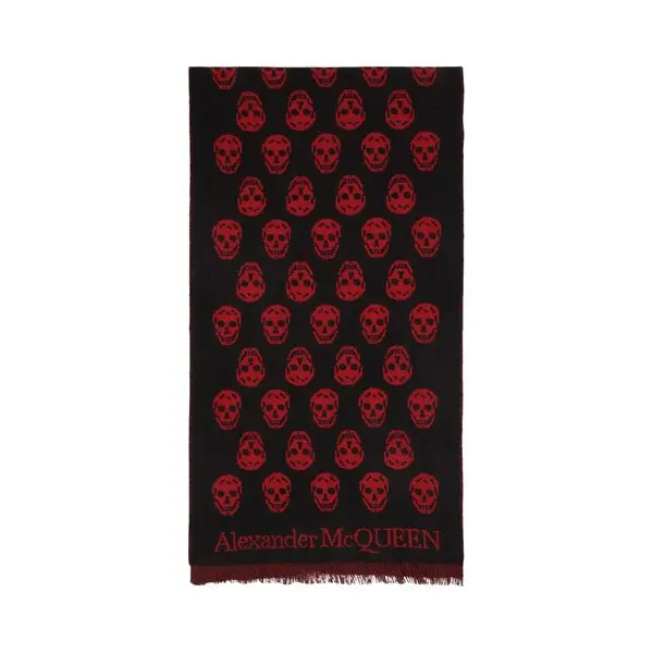 Alexander McQueen Reversible Skull Scarf /red - Black