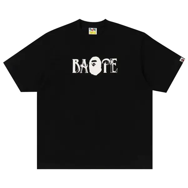 A BATHING APE Screen Print Logo Relaxed Fit Tee - Black