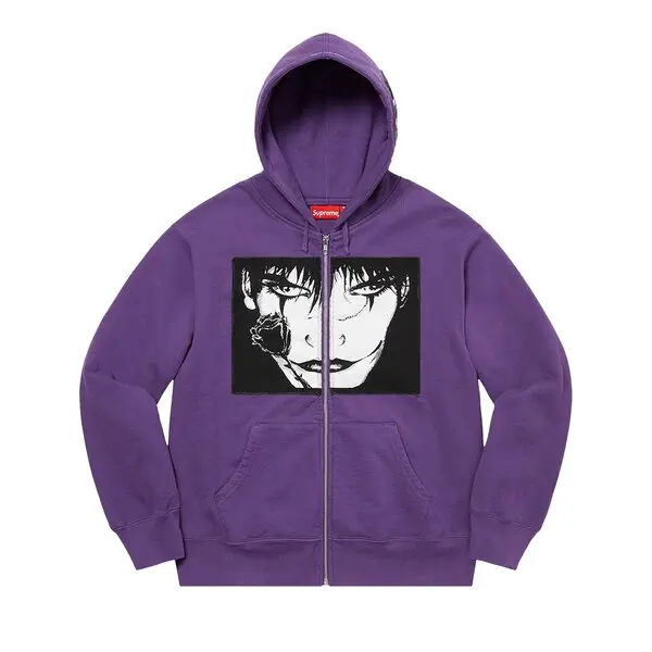 Supreme X The Crow Zip Up Hooded Sweatshirt - Purple