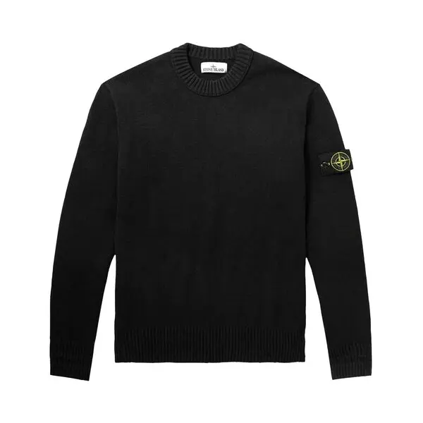 Stone Island Logo Patch Crewneck Jumper - Black