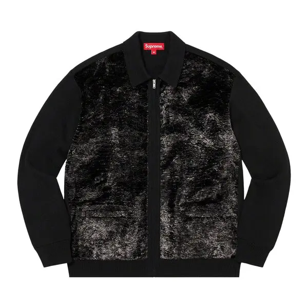 Supreme Faux Fur Zip-up Cardigan - Black