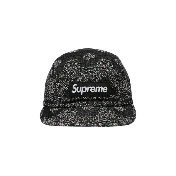 Supreme Bandana Jacquard Denim Camp Cap - Black