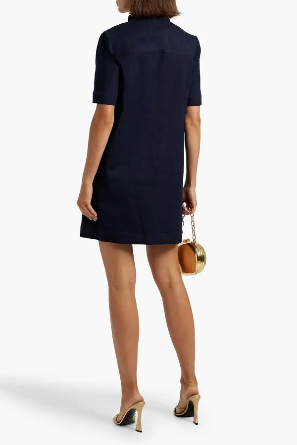 Veronica Beard Koulis Denim Mini Shirt Dress - Dark Denim