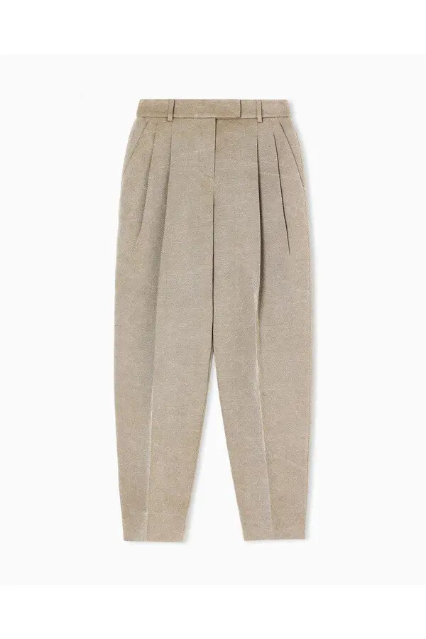 Giorgio Armani Hemp, Viscose, And Cotton Cavalry Trousers - Brown / Neutral