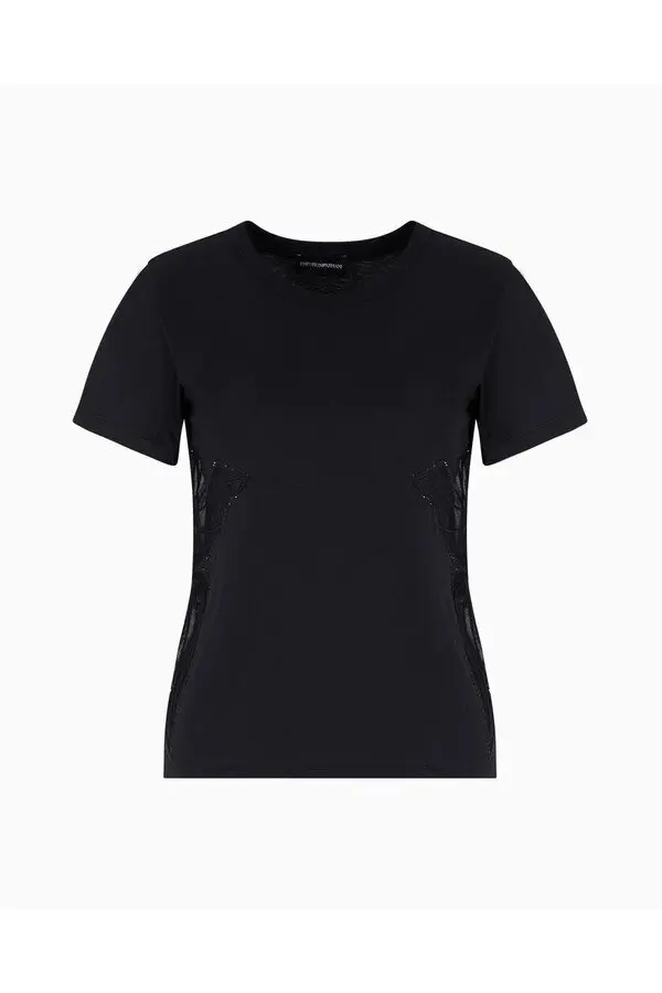 Emporio Armani Supima Jersey T-shirt With Tulle Inserts - Red