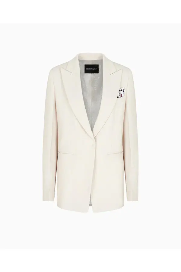 Emporio Armani Single-breasted Blazer With Jeu De Cartes Detail - Brown / Neutral