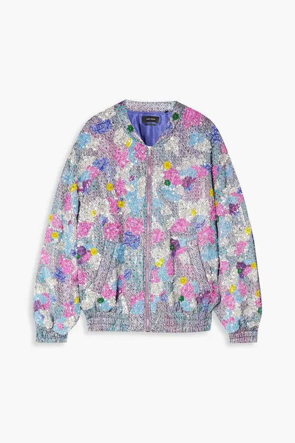 Isabel Marant Adeline Embellished Silk-blend Bomber Jacket