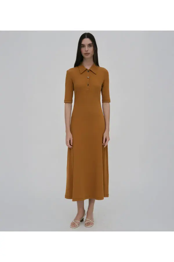 Rosetta Getty Polo T-shirt Dress - Black / Brown / Gold