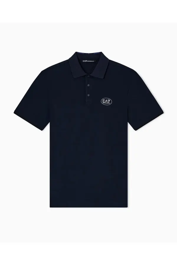 Emporio Armani Golf Pro Short-sleeved Polo Shirt In Ventus7 Technical Fabric - Navy