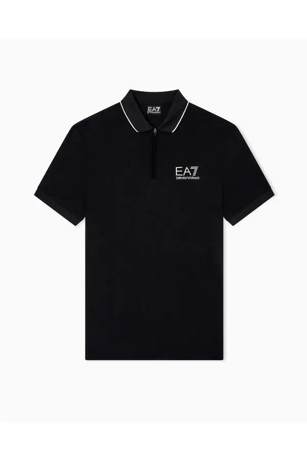 Emporio Armani Gold Label Viscose-blend Polo Shirt - Black