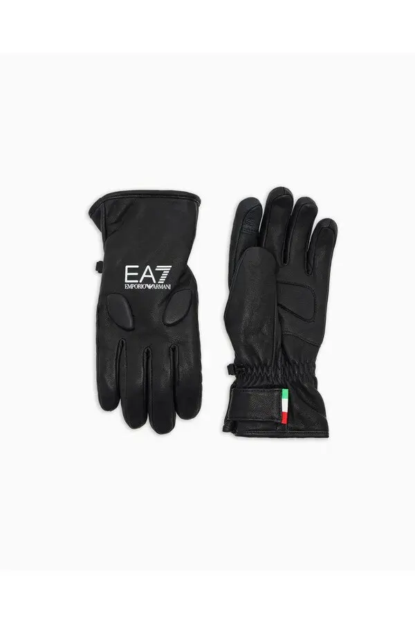 EA7 Leather Ski Gloves - Black