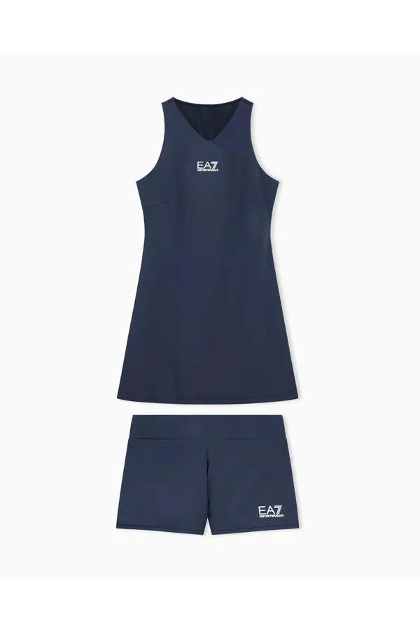 EA7 Tennis Pro Ventus7 Technical Fabric Dress - Blue