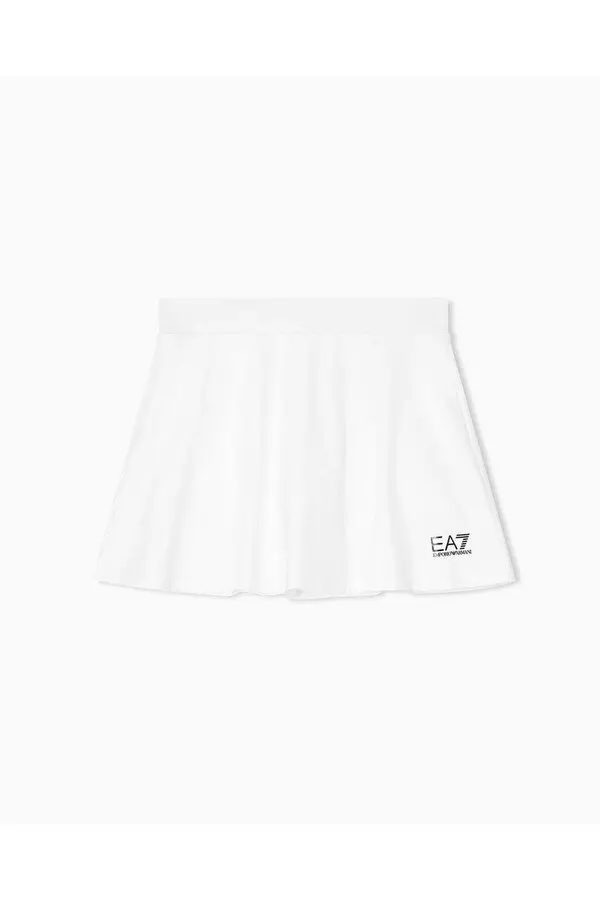 EA7 Tennis Pro Mini Skirt In Ventus7 Technical Fabric - White