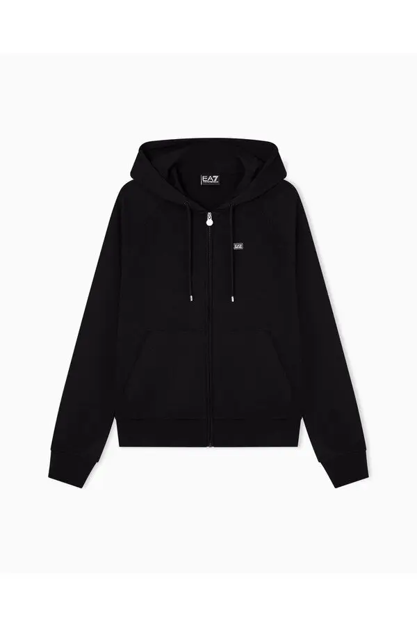 EA7 Stretch-cotton Hooded Sweatshirt - Black
