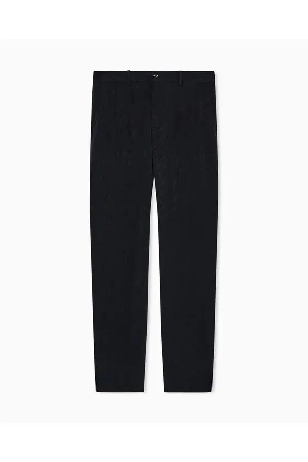 Giorgio Armani Canneté Cupro Flat-front Trousers - Black