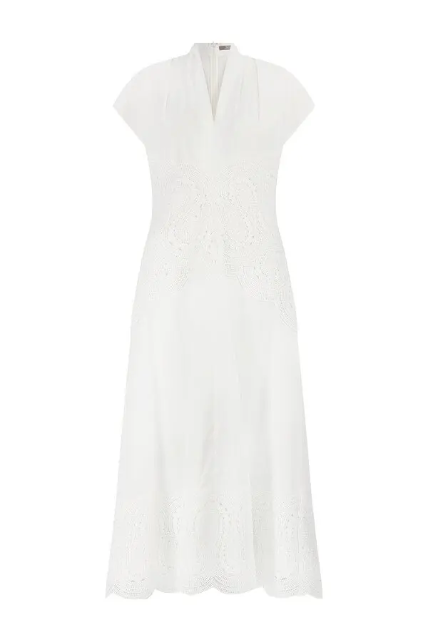 mac duggal lace dress Mac Duggal Women's Floral Embellished Mesh Strapless Column Gown - Porcelain