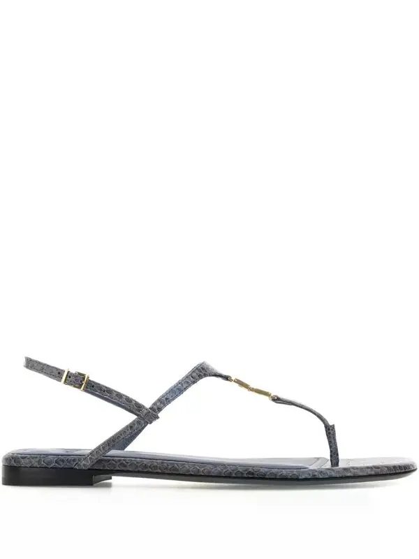 Fendi Ff Logo Leather Sandals - Blue