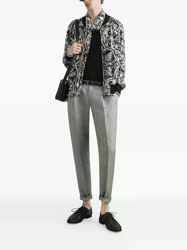 Dolce & Gabbana Silk Bomber Jacket - White