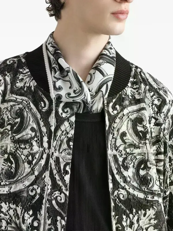 Dolce & Gabbana Silk Bomber Jacket - White