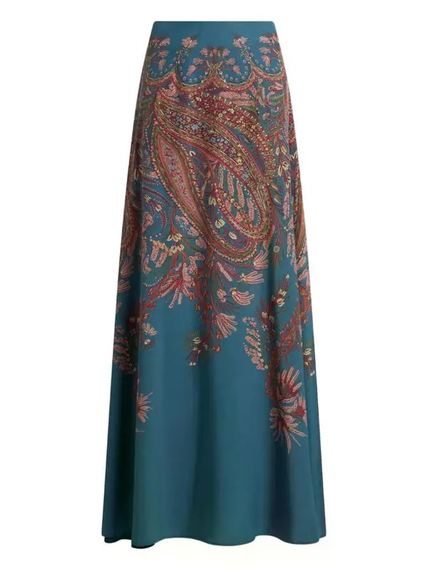 Etro Paisley-print Maxi Skirt - Blue