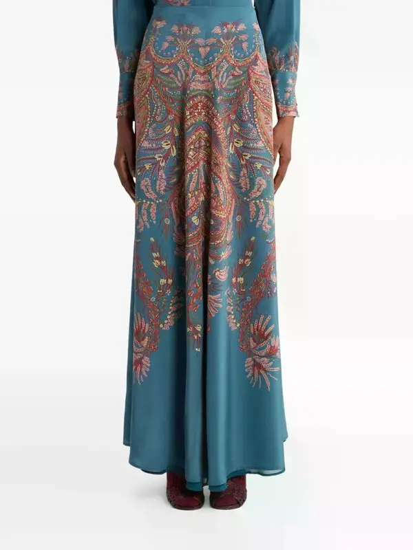 Etro Paisley-print Maxi Skirt - Blue