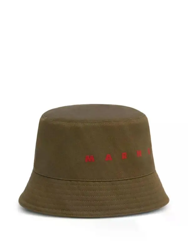 Marni Logo-embroidered Bucket Hat - Green