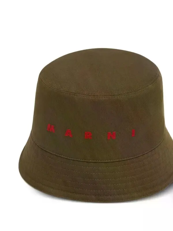 Marni Logo-embroidered Bucket Hat - Green