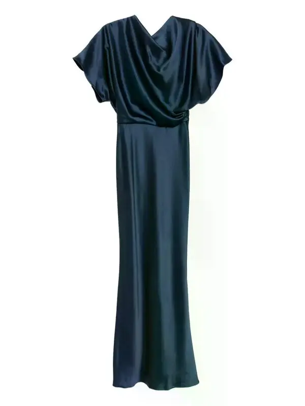 Amsale Satin Draped Gown - Blue