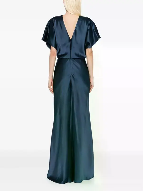 Amsale Satin Draped Gown - Blue