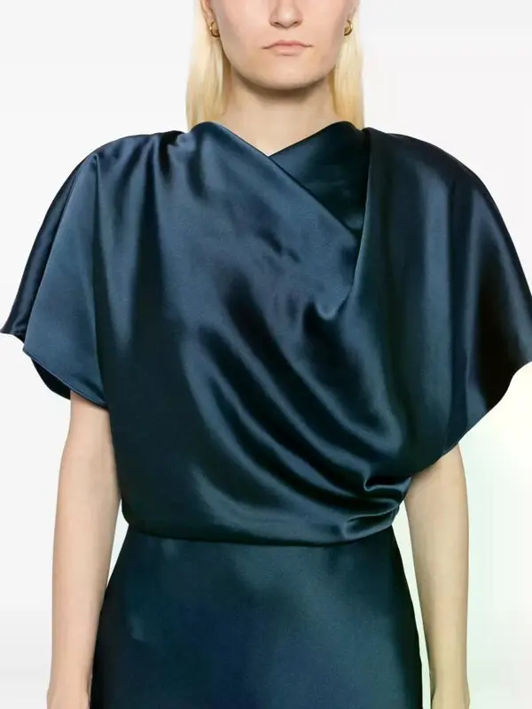 Amsale Satin Draped Gown - Blue