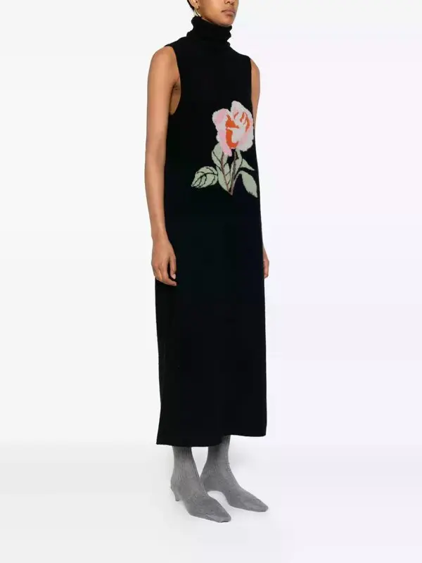 Nanushka Rose-embroidery Turtleneck Midi Dress