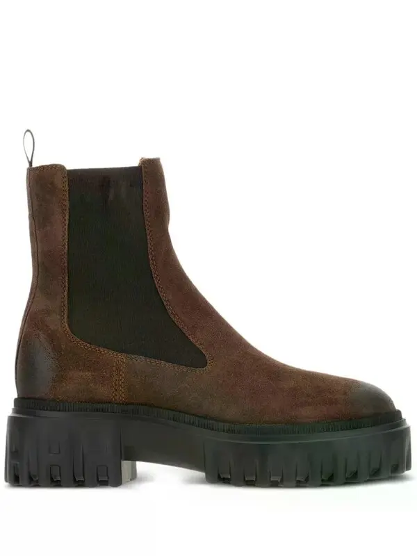 Hogan 50mm Elastic-panel Leather Boots - Brown