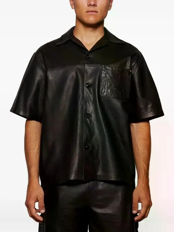 Amiri Ma Embroidery Leather Shirt