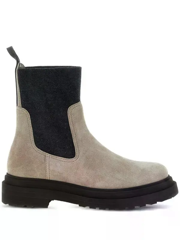 Brunello Cucinelli Knit-insert Suede Boots
